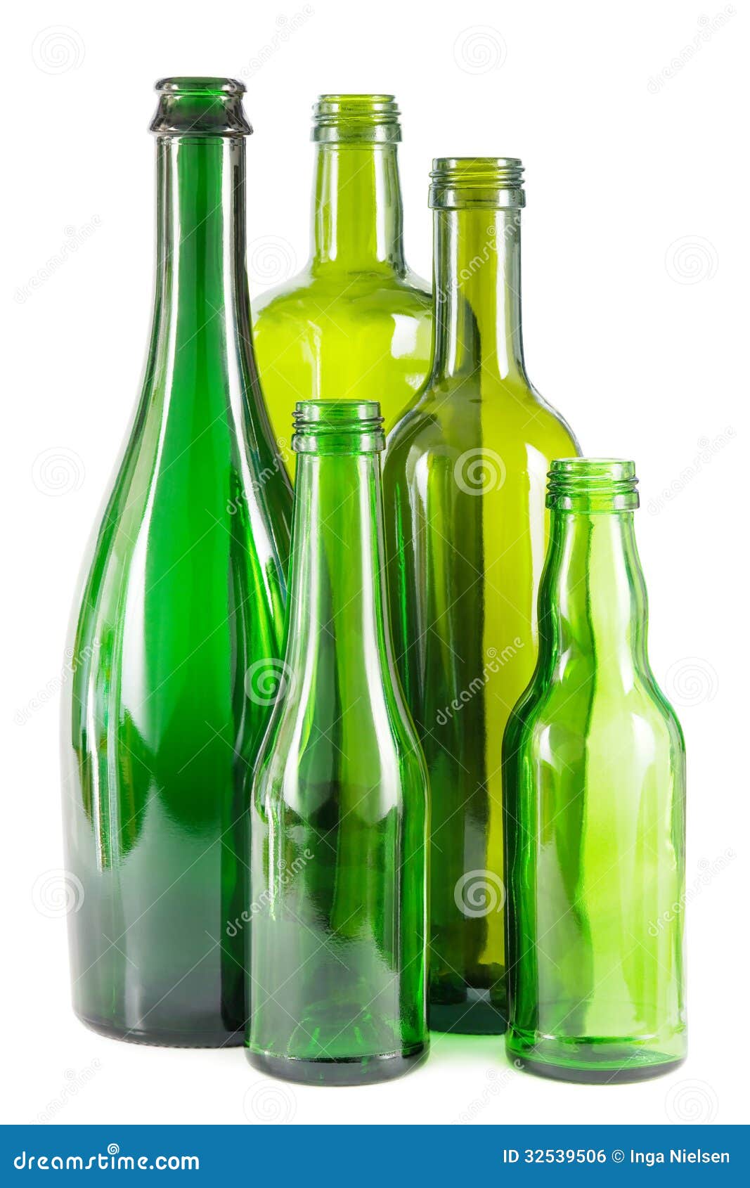 Green glass bottles stock photo. Image of empty, bottle - 32539506