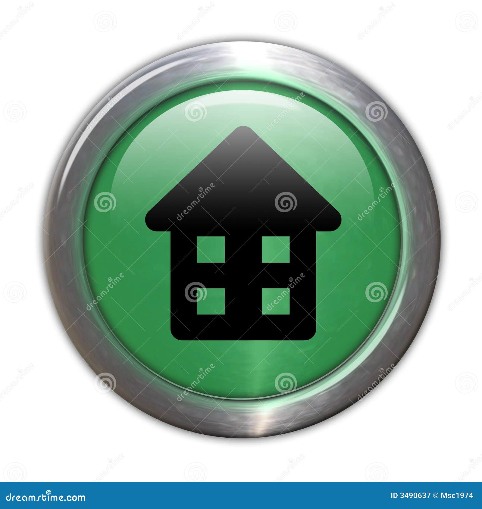 Green Glass Button - Home stock illustration. Illustration of icon ...
