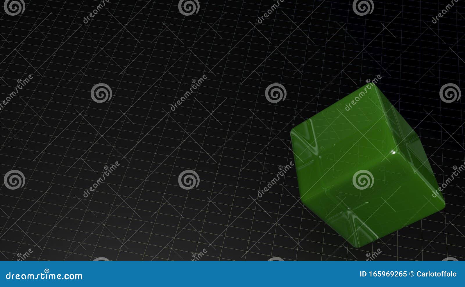 Green Glass Cube on Black Background - 3D Rendering Illustration Stock ...