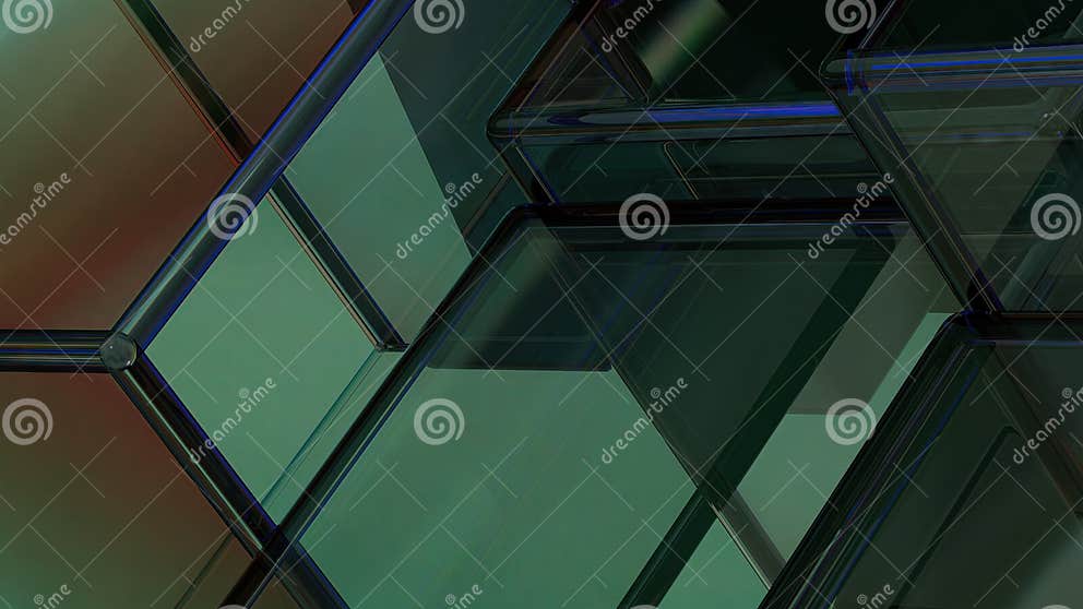 Green Glass Cube Extruded in Steps Abstract, Dramatic, Modern ...