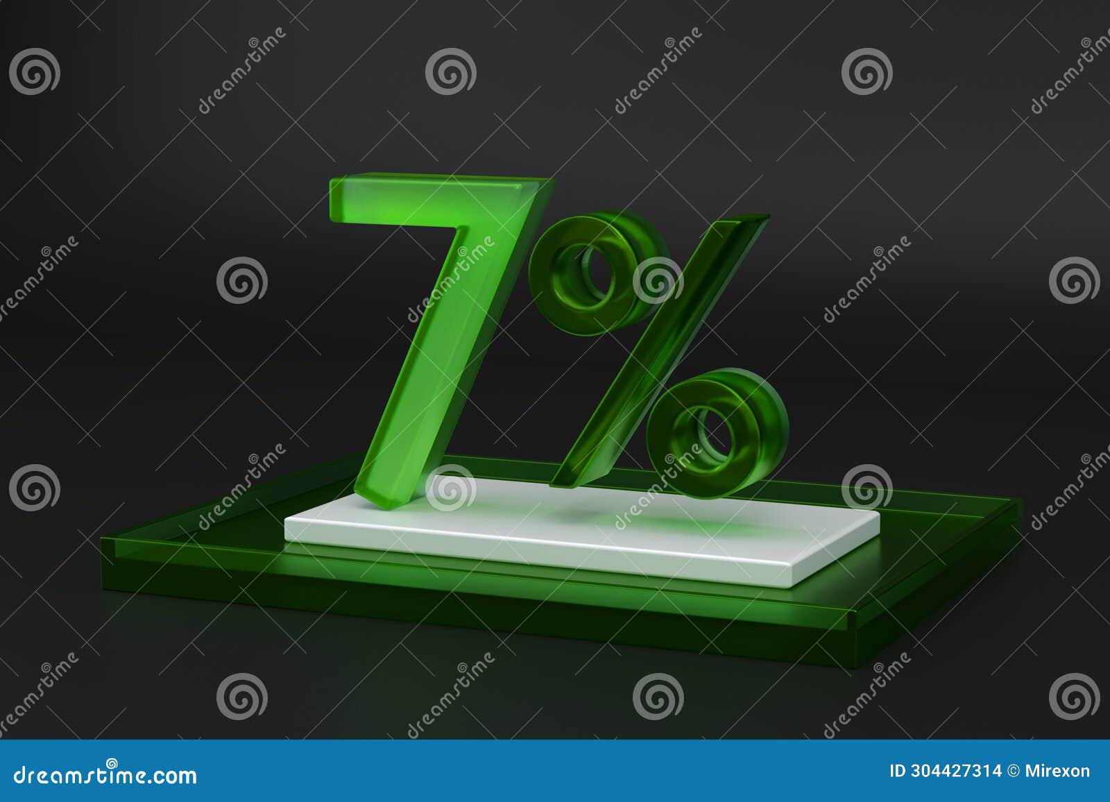 Green Glass Seven Percent or 7 in Black Studio Background Stock ...