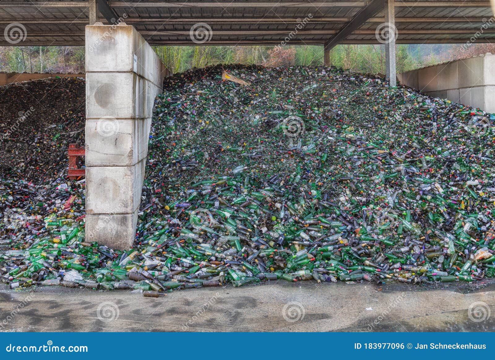 Glass Waste in a Recycling Yard Stock Photo - Image of bottle, glass ...