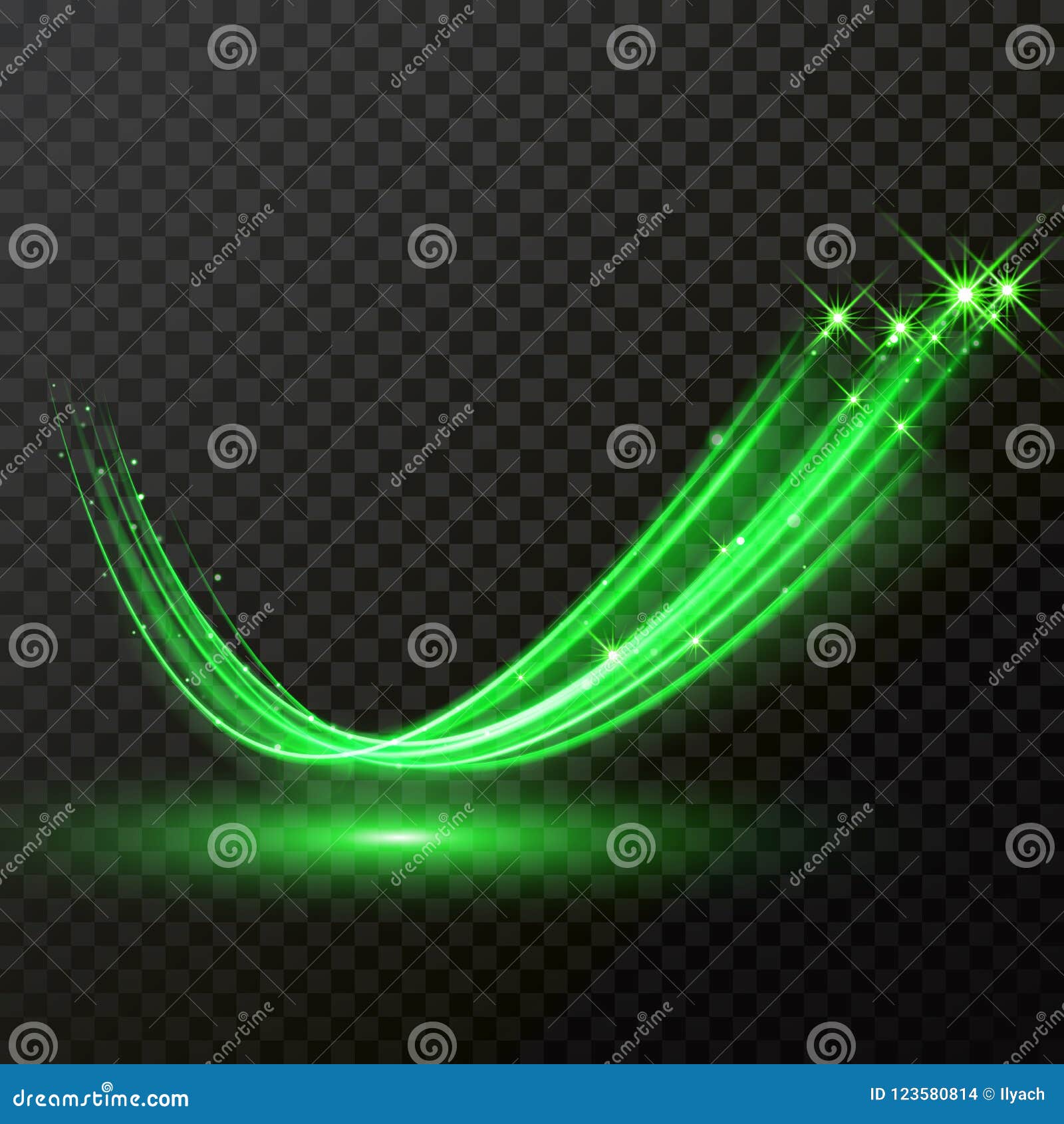 Green Glitter Wave Vector Sparkle Particles Trail Stock Vector ...
