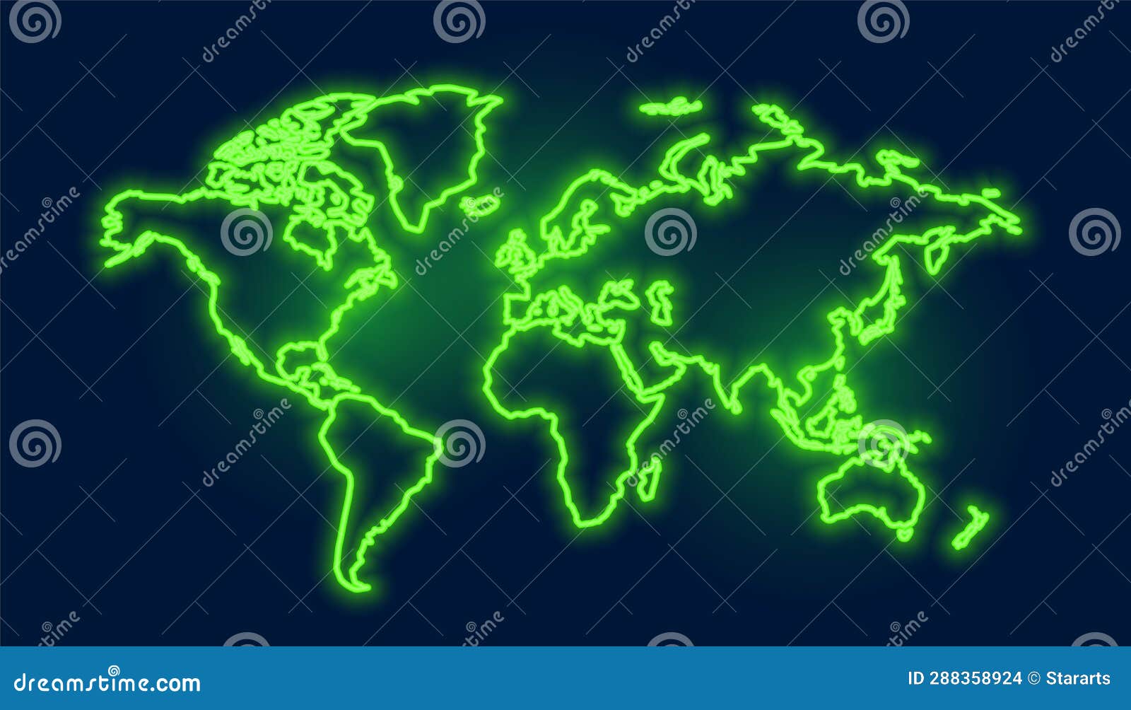 Green Global Map in Neon Style Vector Design Vector Stock Vector ...