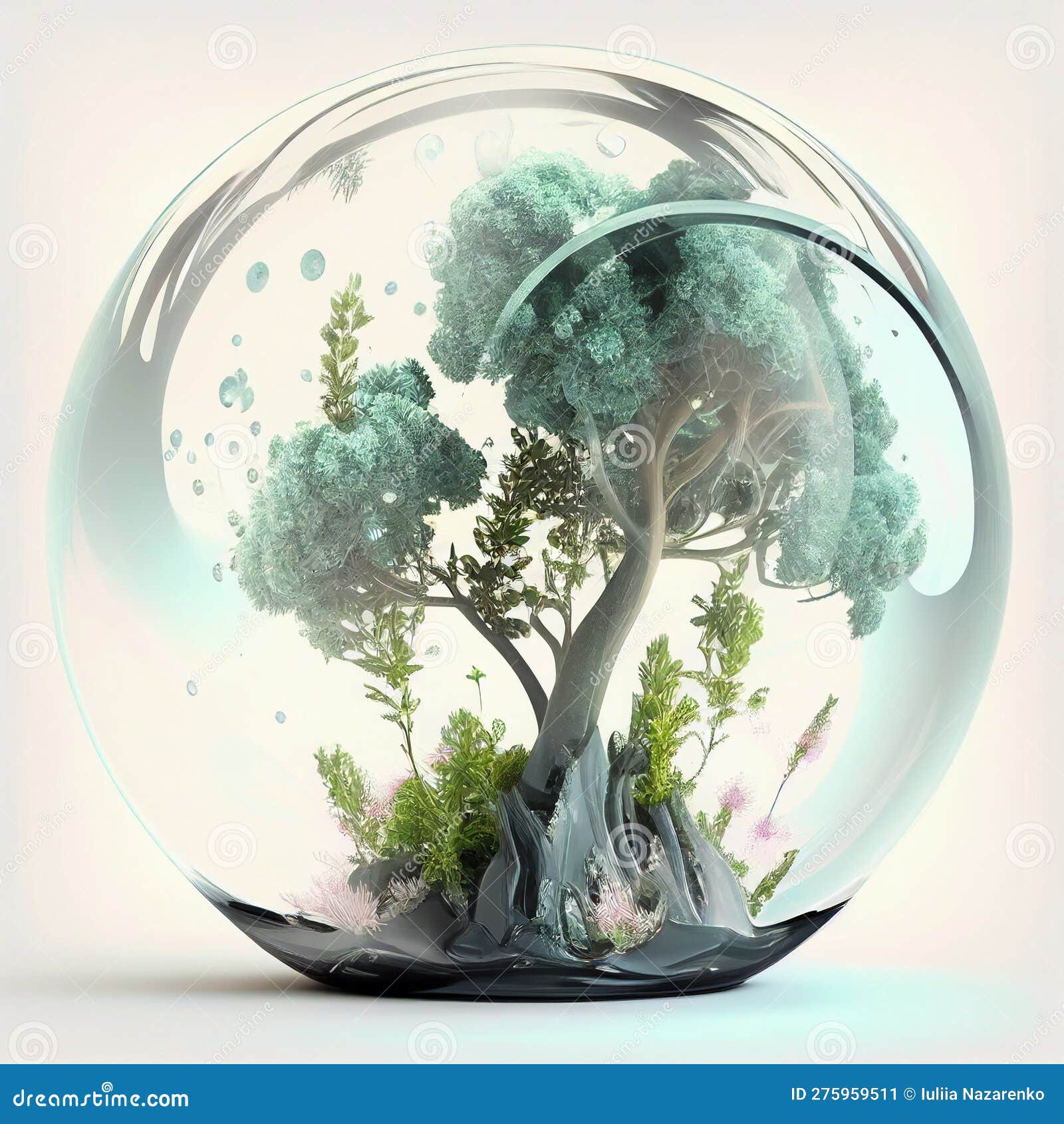 Green Globe: Autonomous Ecosystem on White Background. AI Generated ...