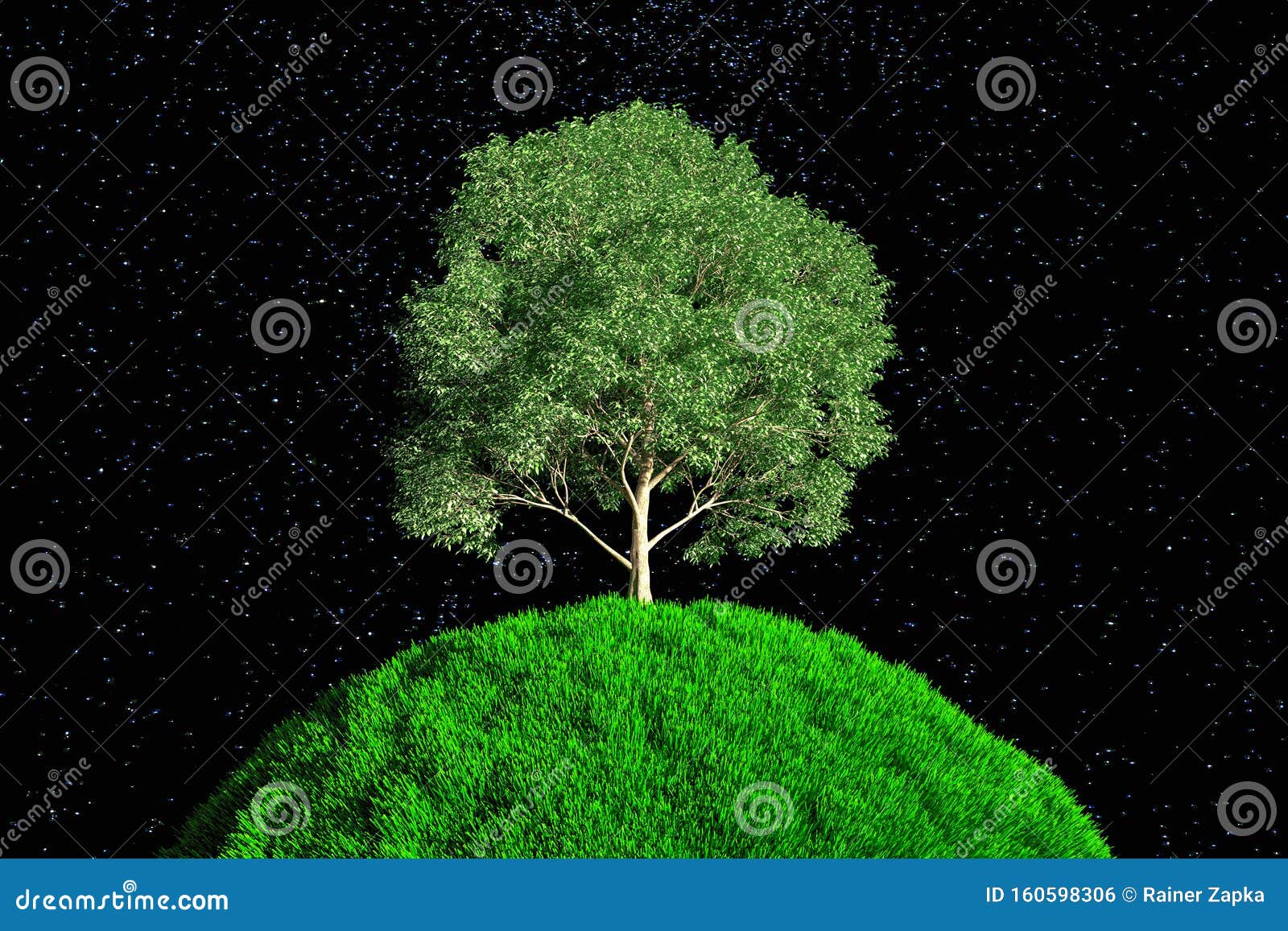 A Green Globe in the Middle of the Universe 3d Rendering Stock ...