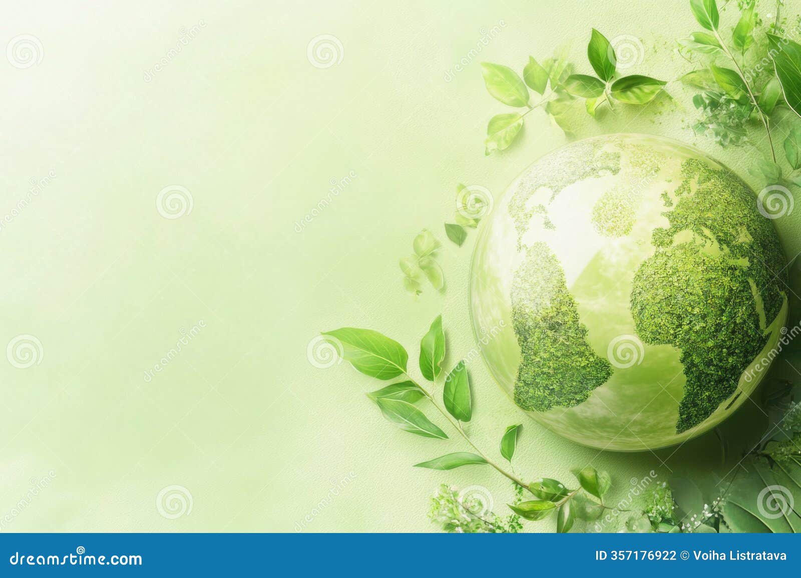 Green Globe on Smooth Green Background, World Environment Day ...