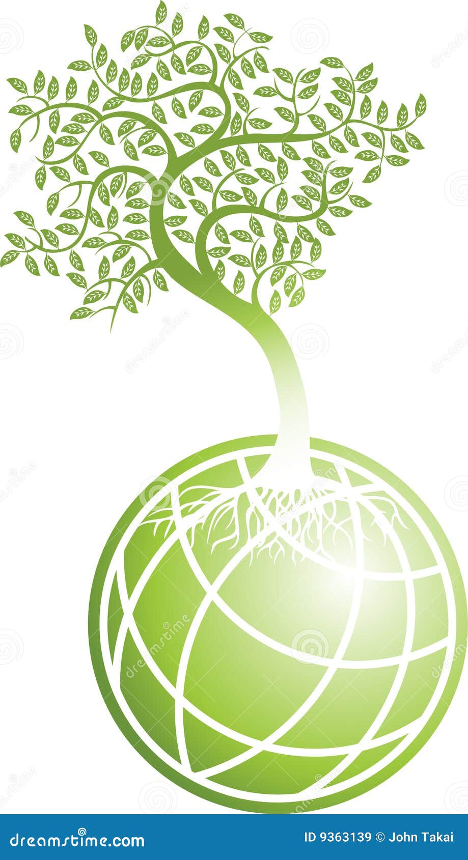 Green Globe with Tree stock vector. Illustration of conservation - 9363139