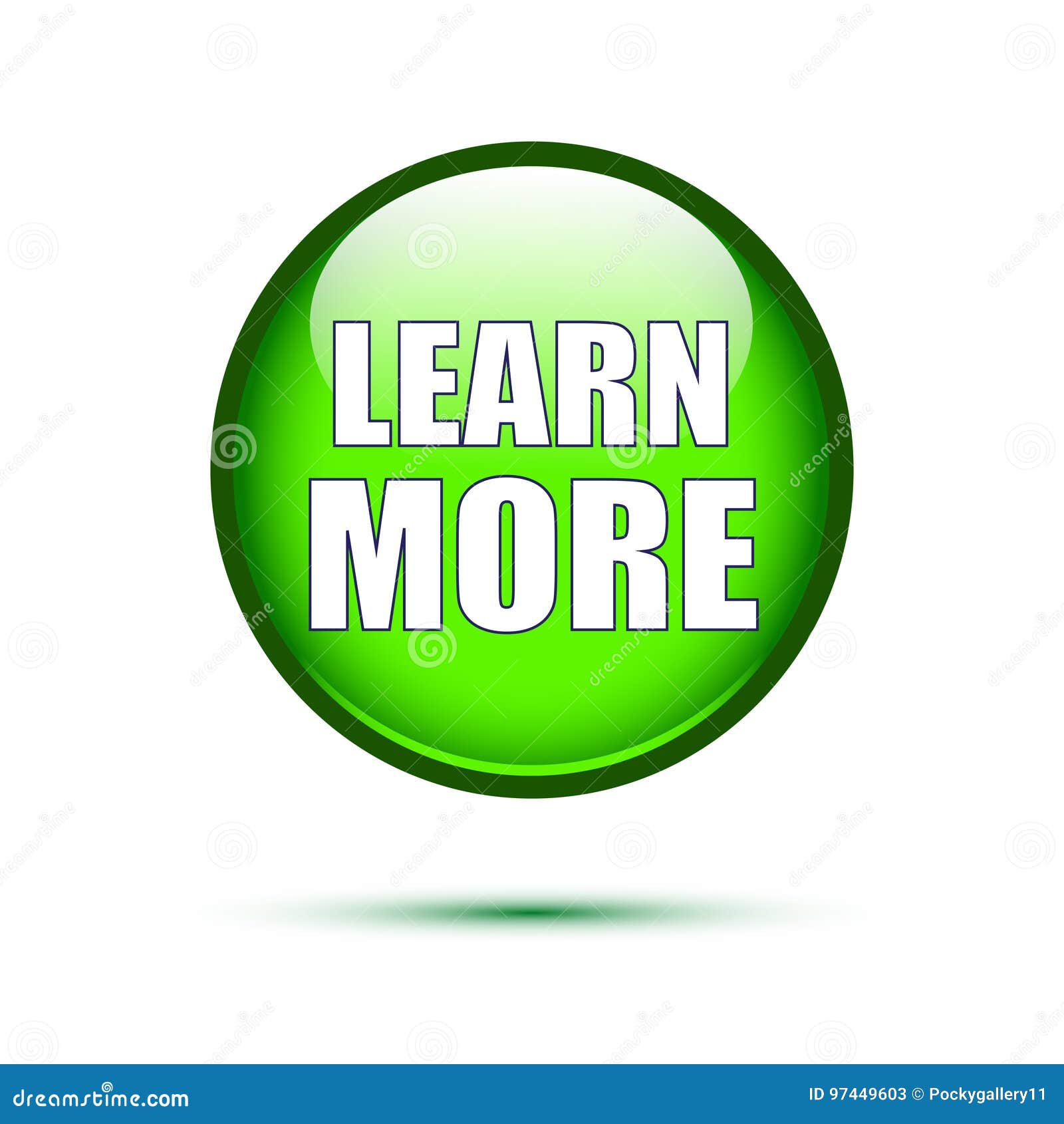 Green Glossy Button Learn More Button Stock Illustration - Illustration of speech, green: 97449603