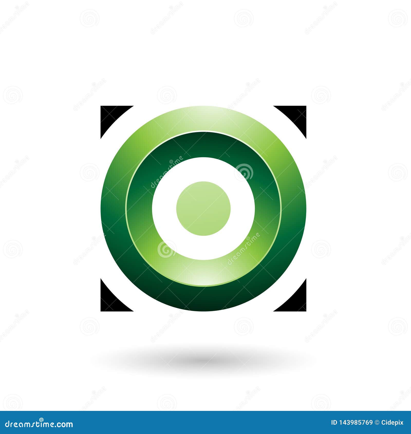 Green Glossy Circle in a Square Vector Illustration Stock Vector ...
