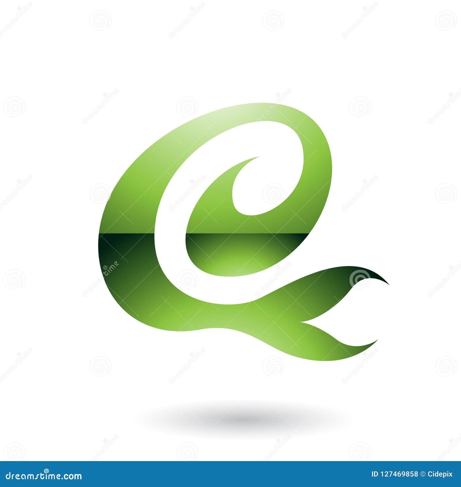 Green Glossy Curvy Fun Letter E Vector Illustration Stock Vector ...