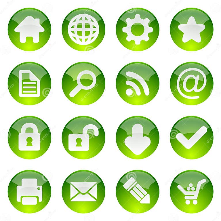 Green glossy icon set stock vector. Illustration of home - 18159344