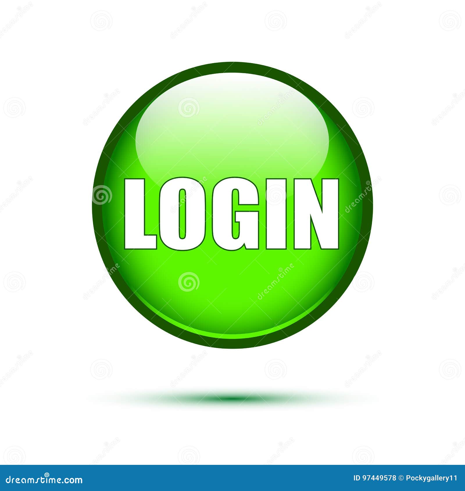 Green Glossy Login Button on White Stock Illustration - Illustration of ...