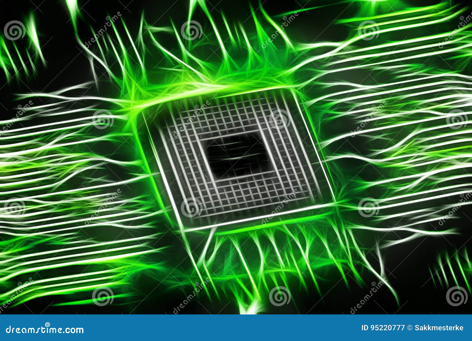 Green Glowing Cpu on Motherboard Stock Illustration - Illustration of ...