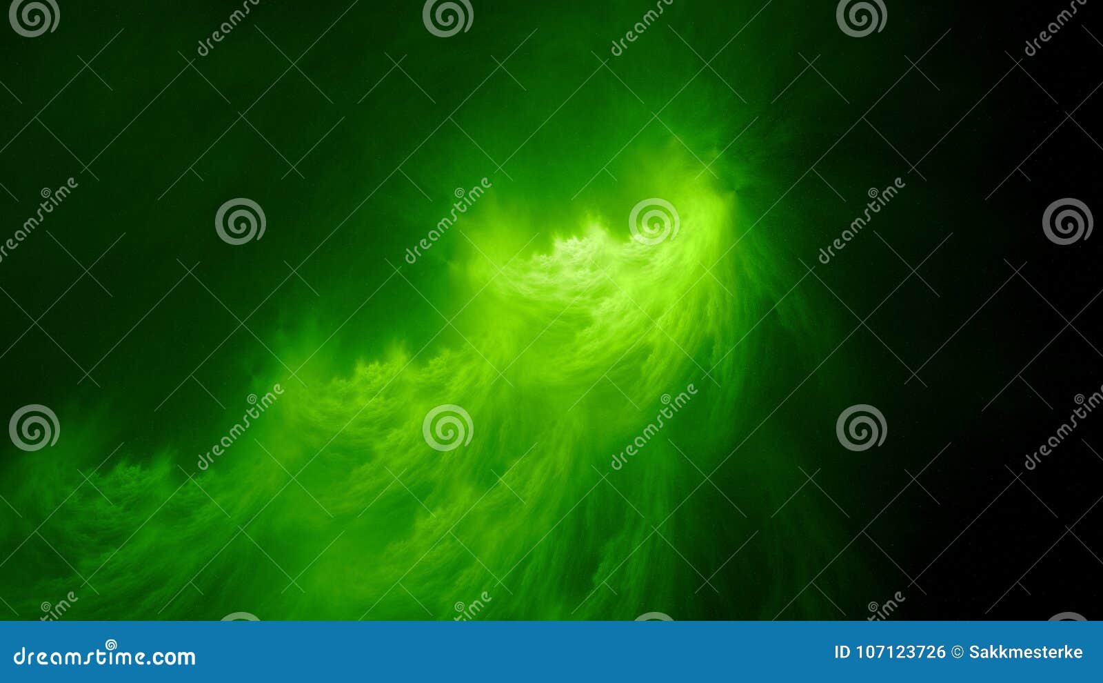 Green Glowing Ethereal Plasma Flame in Space Stock Illustration ...
