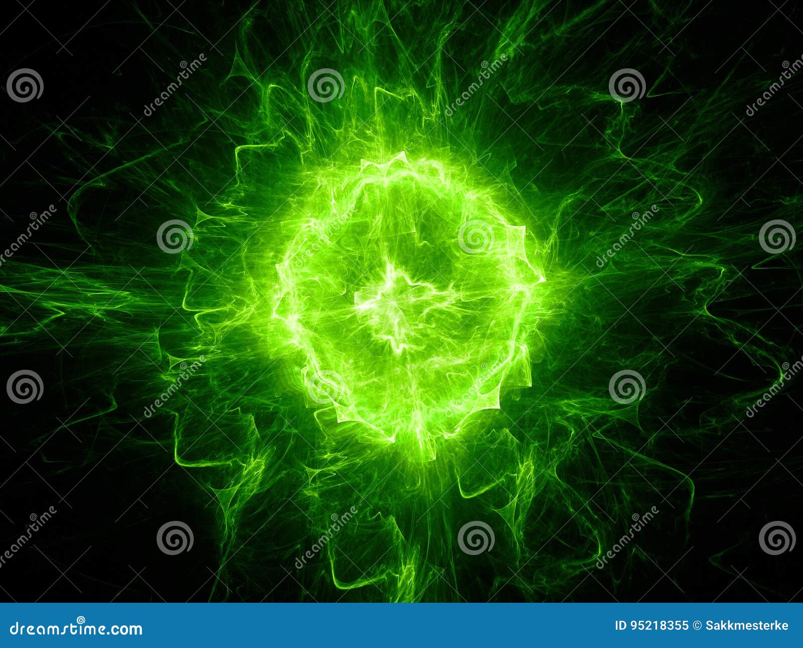 Green Glowing Fireball Lightning Stock Illustration - Illustration of ...