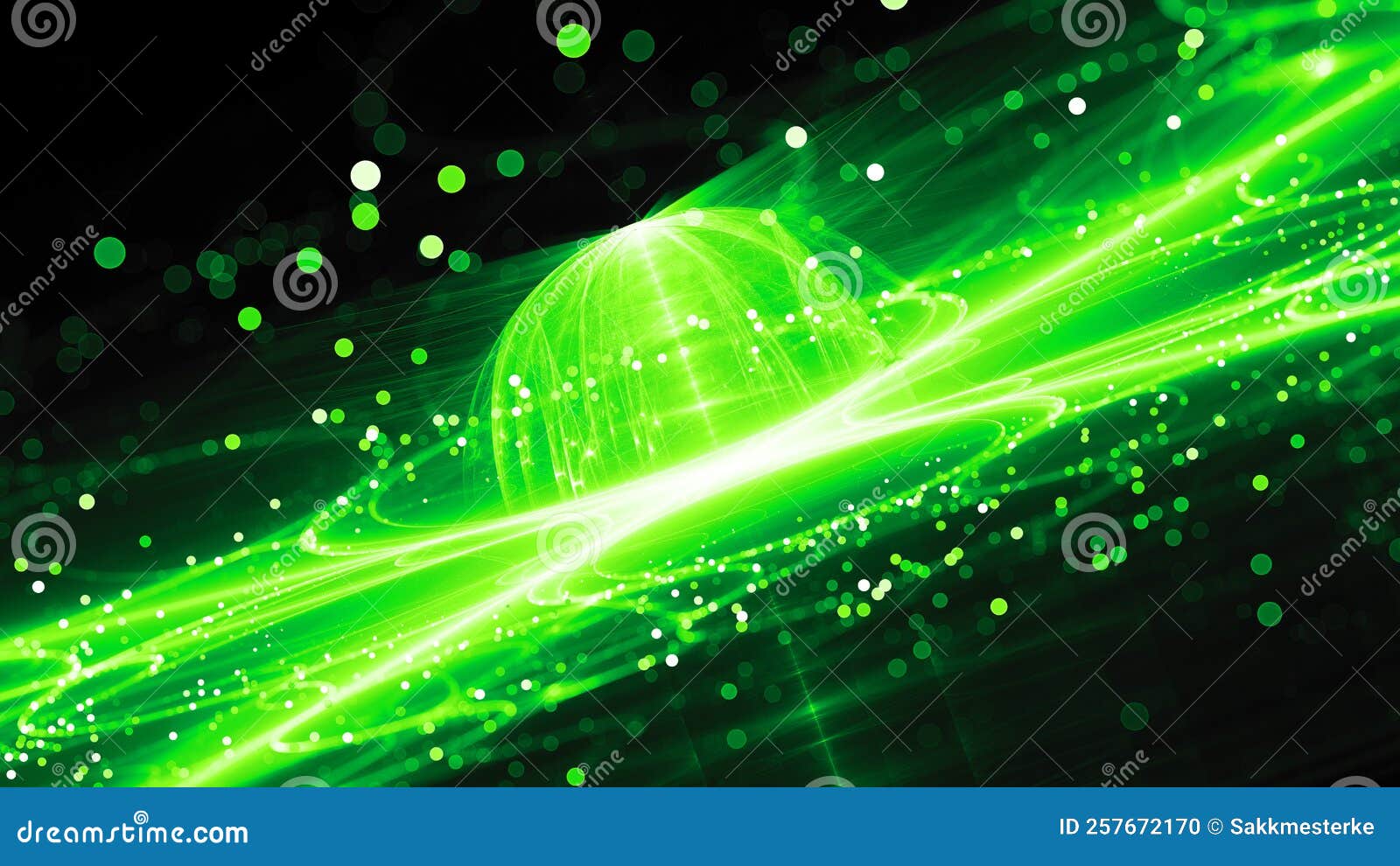 Green Glowing Futuristic Quantum Network Abstract Background Stock ...