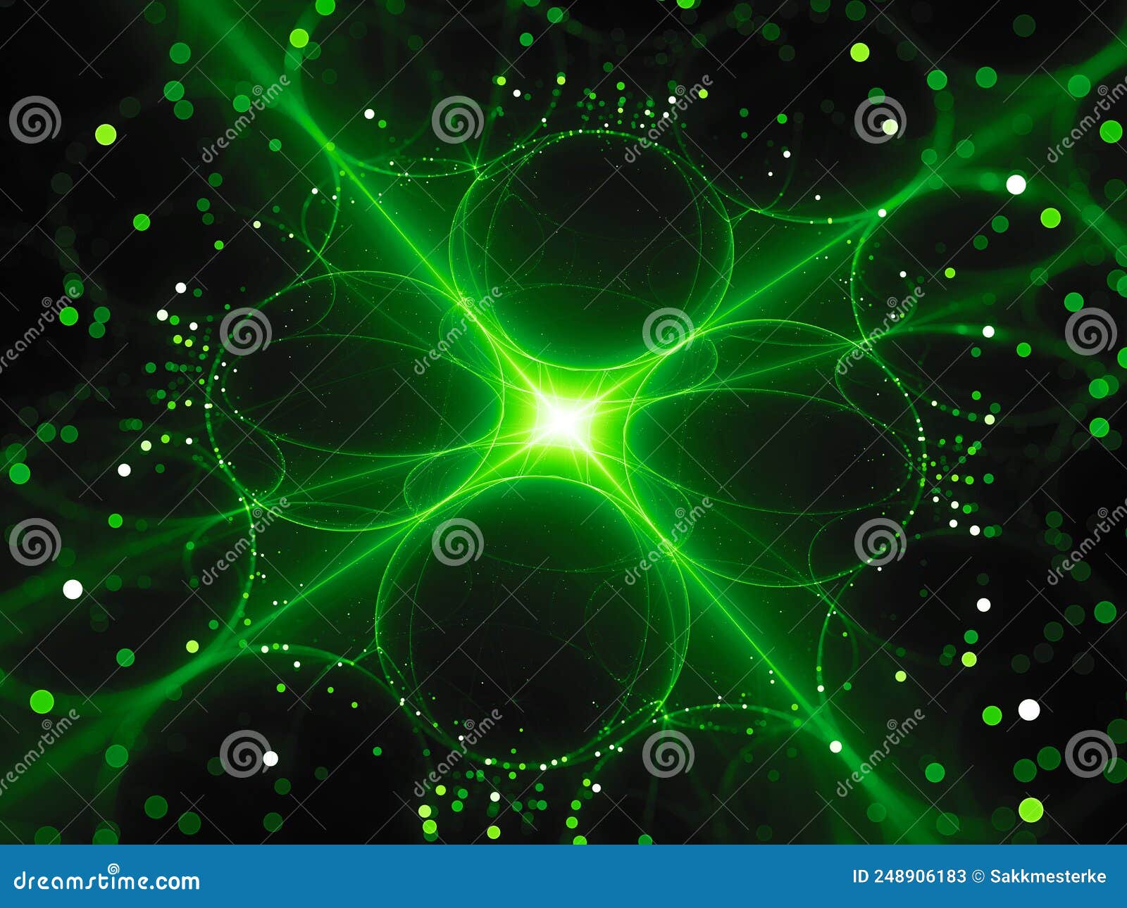 Green Glowing Futuristic Quantum Processor Stock Illustration ...