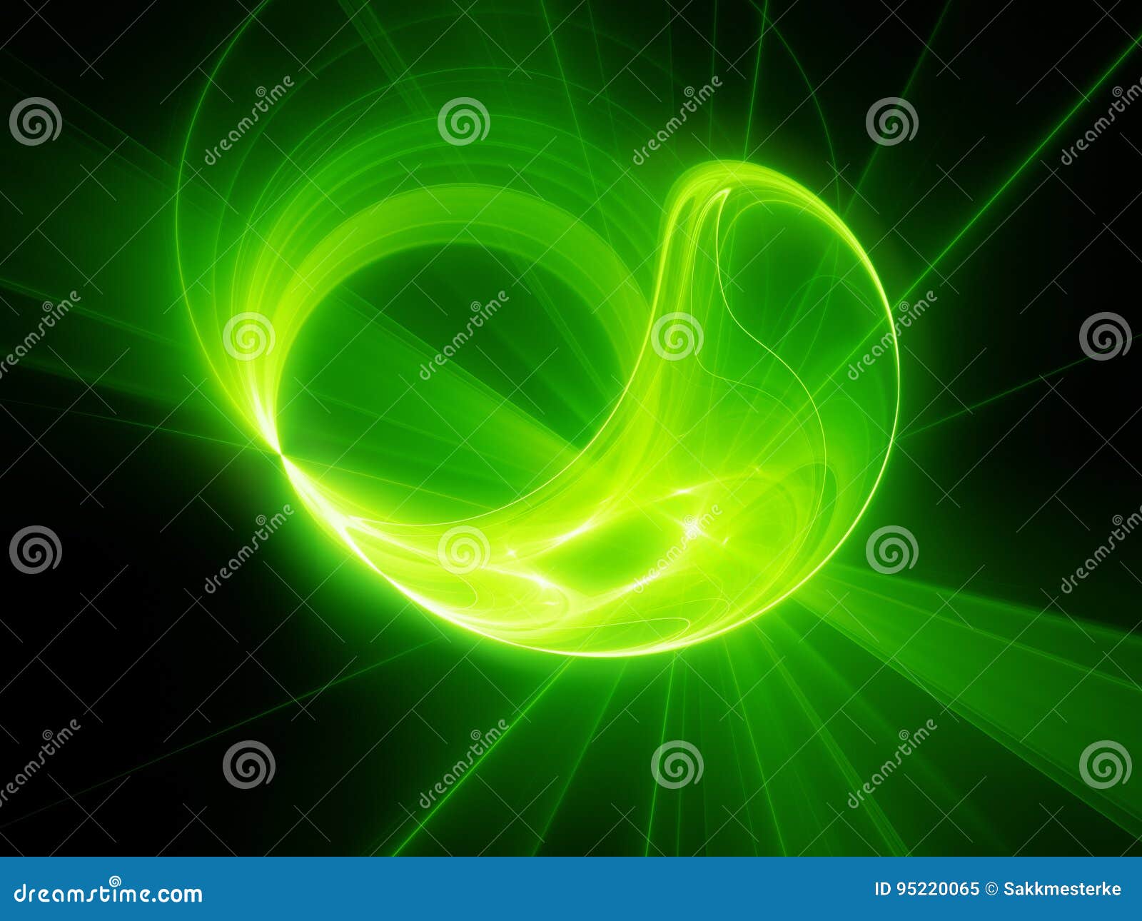 Green Glowing High Power Plasma Disc in Space Stock Illustration ...