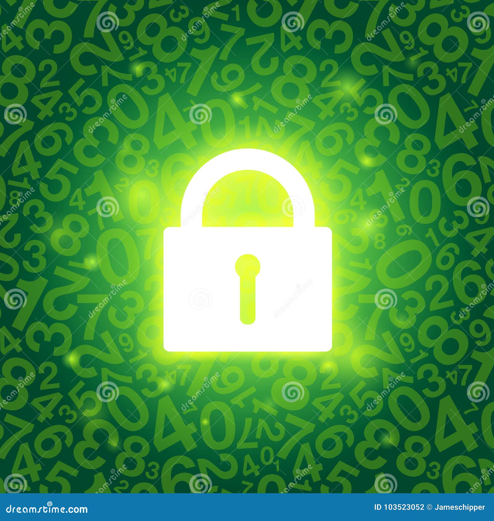 Green glowing lock stock vector. Illustration of safe - 103523052