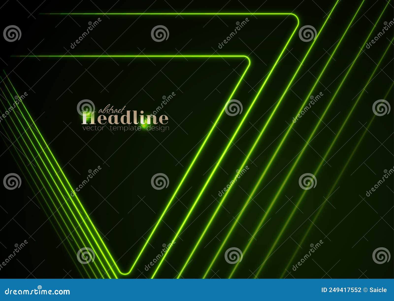 Green Glowing Neon Triangles Abstract Tech Background Stock Vector ...