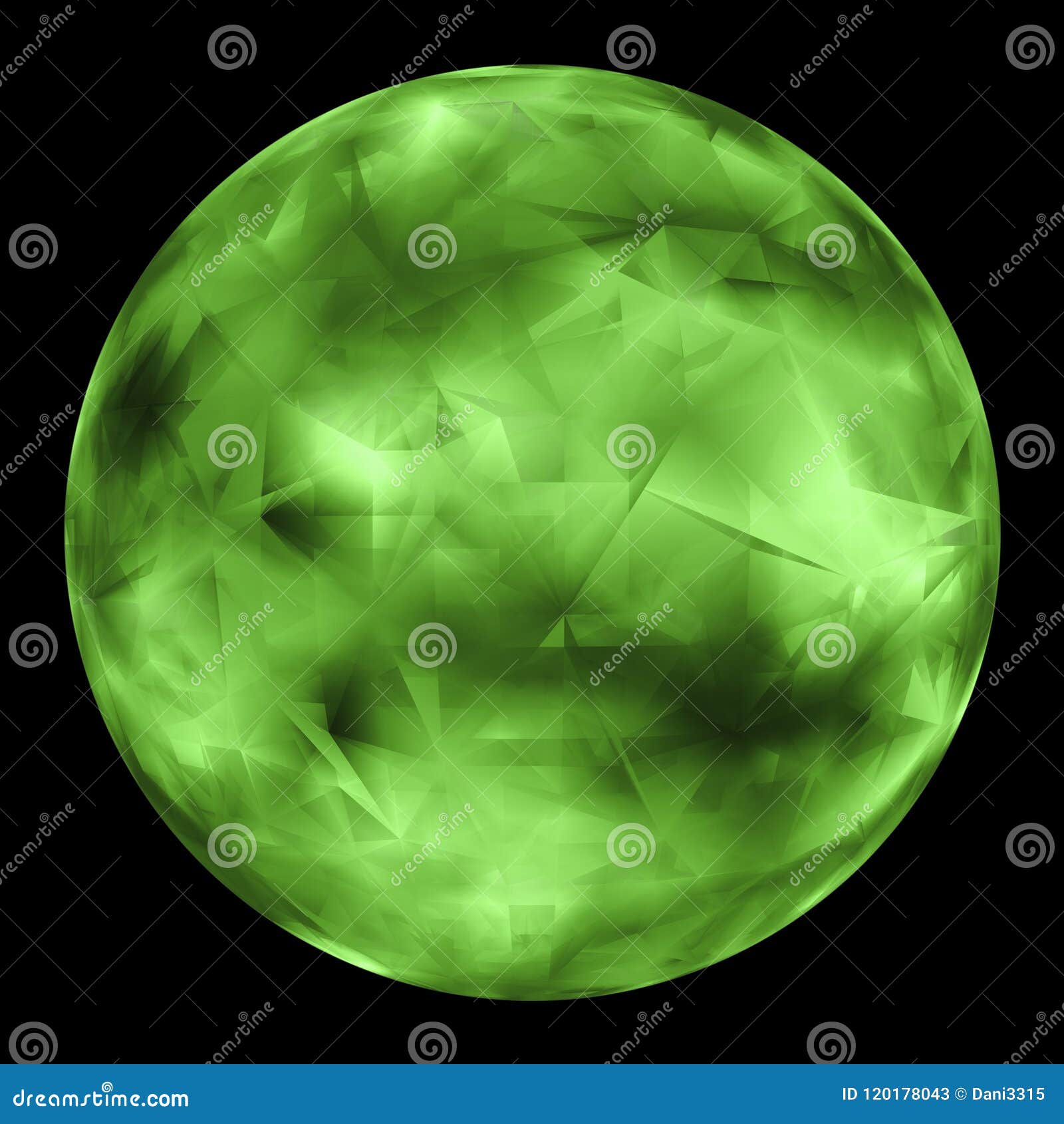 Green Glowing Orb Isolated Over Black Background Stock Illustration ...