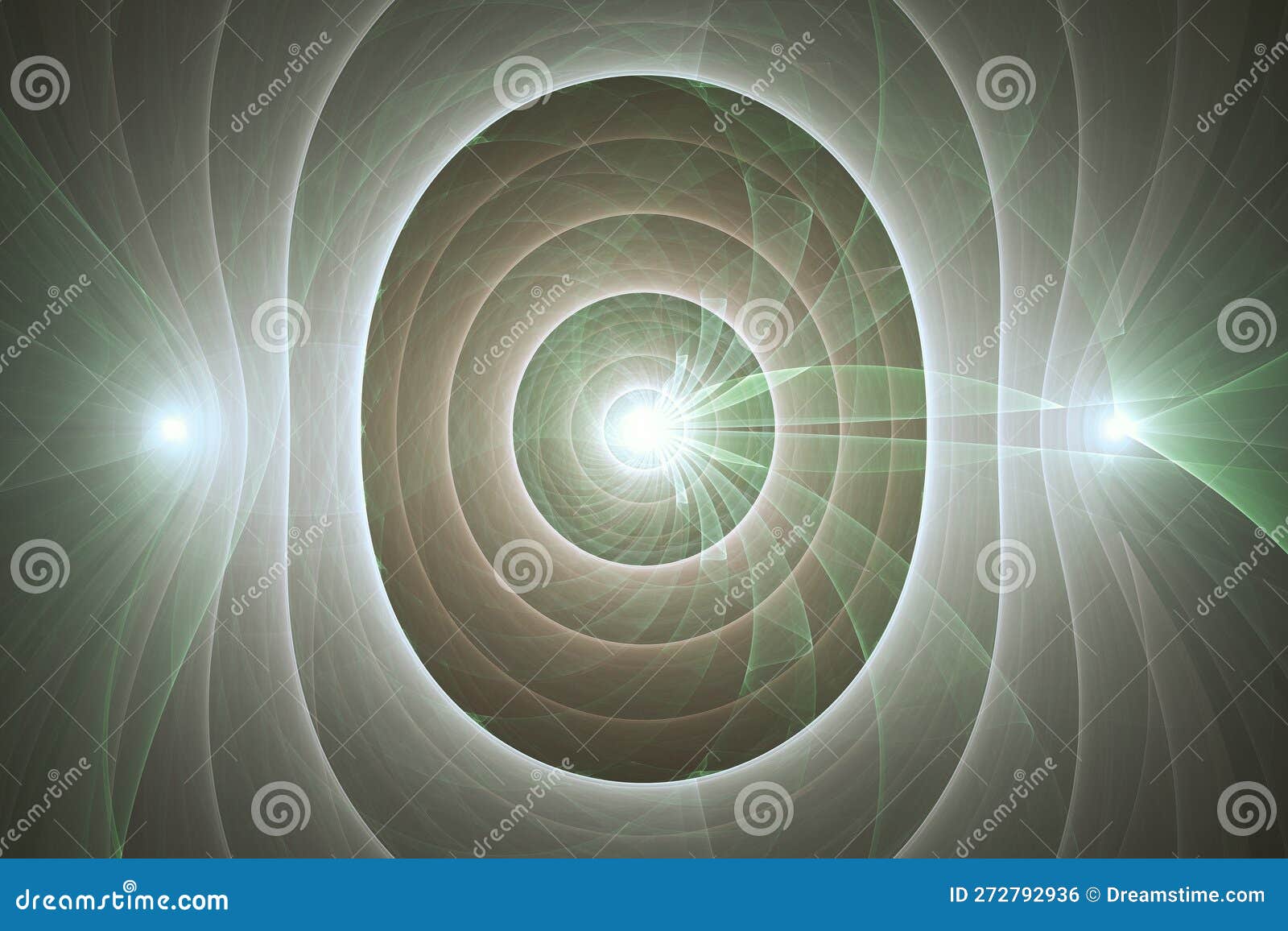 Green Glowing Pattern of Curved Waves and Rays on a Black Background ...