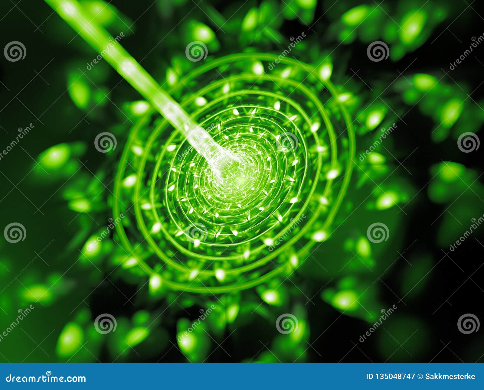 Green Glowing Quantum Beam Hit Target Stock Illustration - Illustration ...