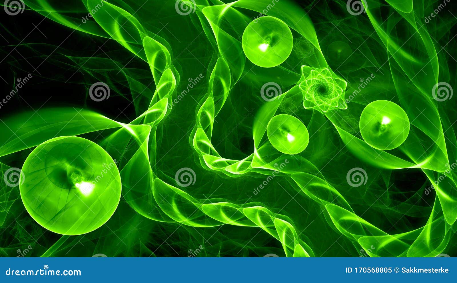 Green Glowing Quantum Correlation Abstract Background Stock ...