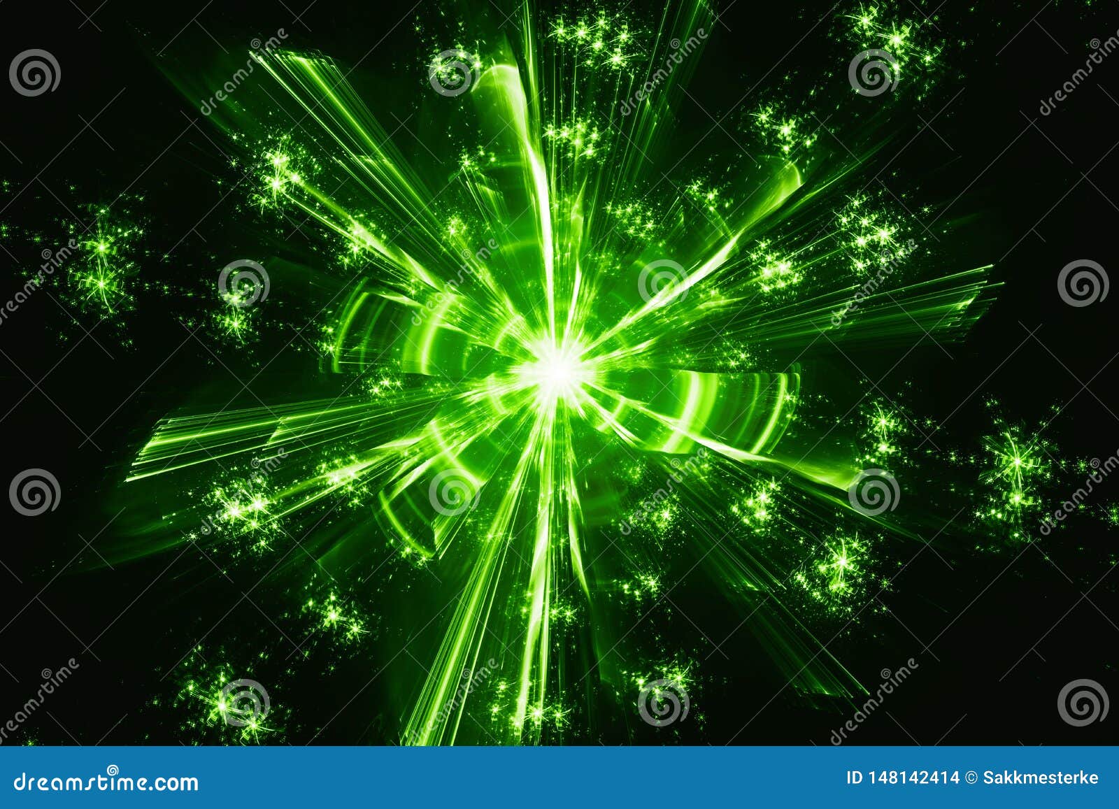 Green Glowing Quantum Fractal Stock Illustration - Illustration of ...