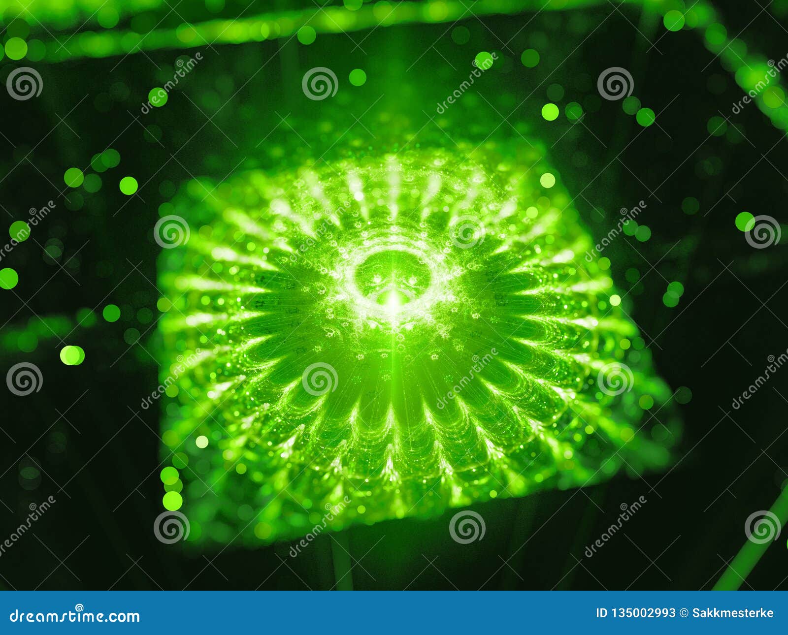 Green Glowing Quantum Processor in Space Stock Illustration ...