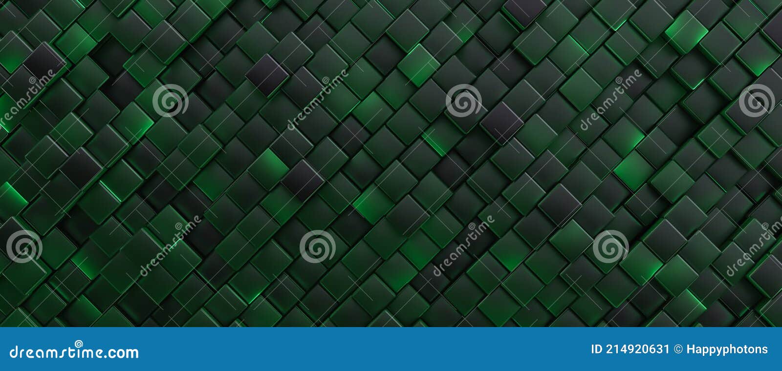 Green Glowing Square Cells. Technology Background Stock Illustration ...