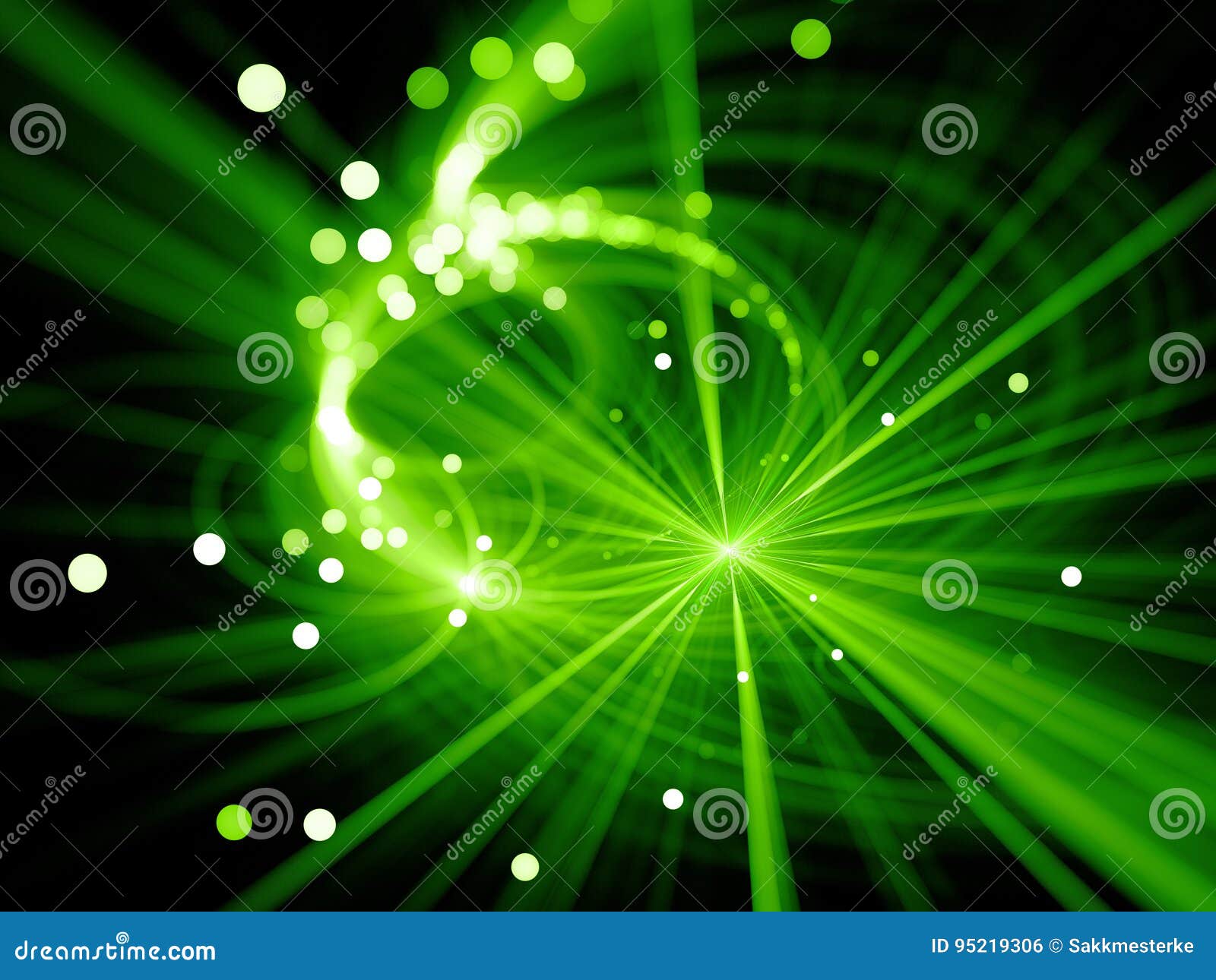 Green Glowing Star Explosion with Particles in Space, Depth of F Stock ...