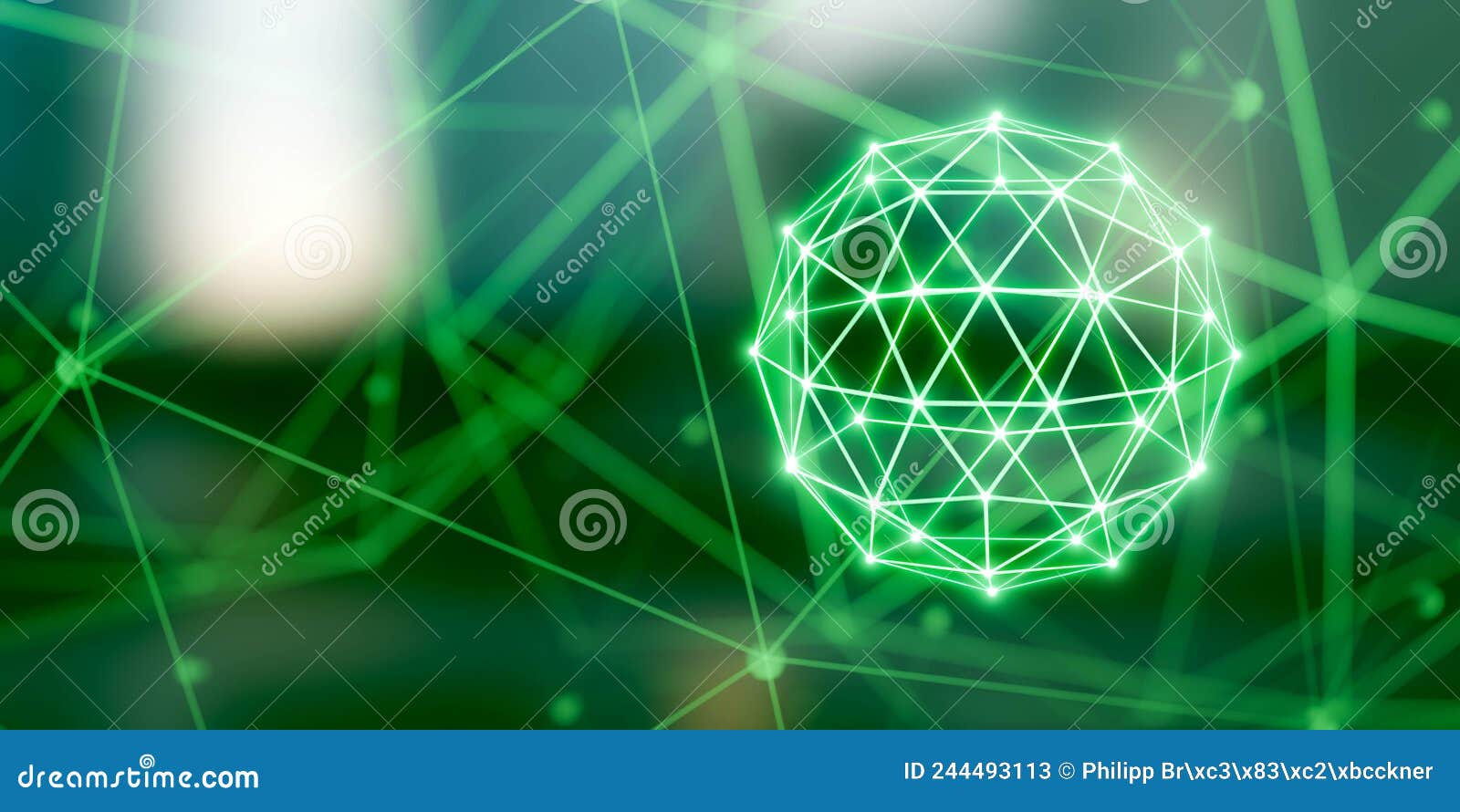 Green Glowing Wireframe Ball Mesh with Connections 3d Render Stock ...