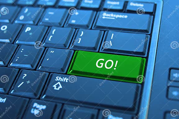 Green Go Button on Computer Keyboard Stock Image - Image of ...