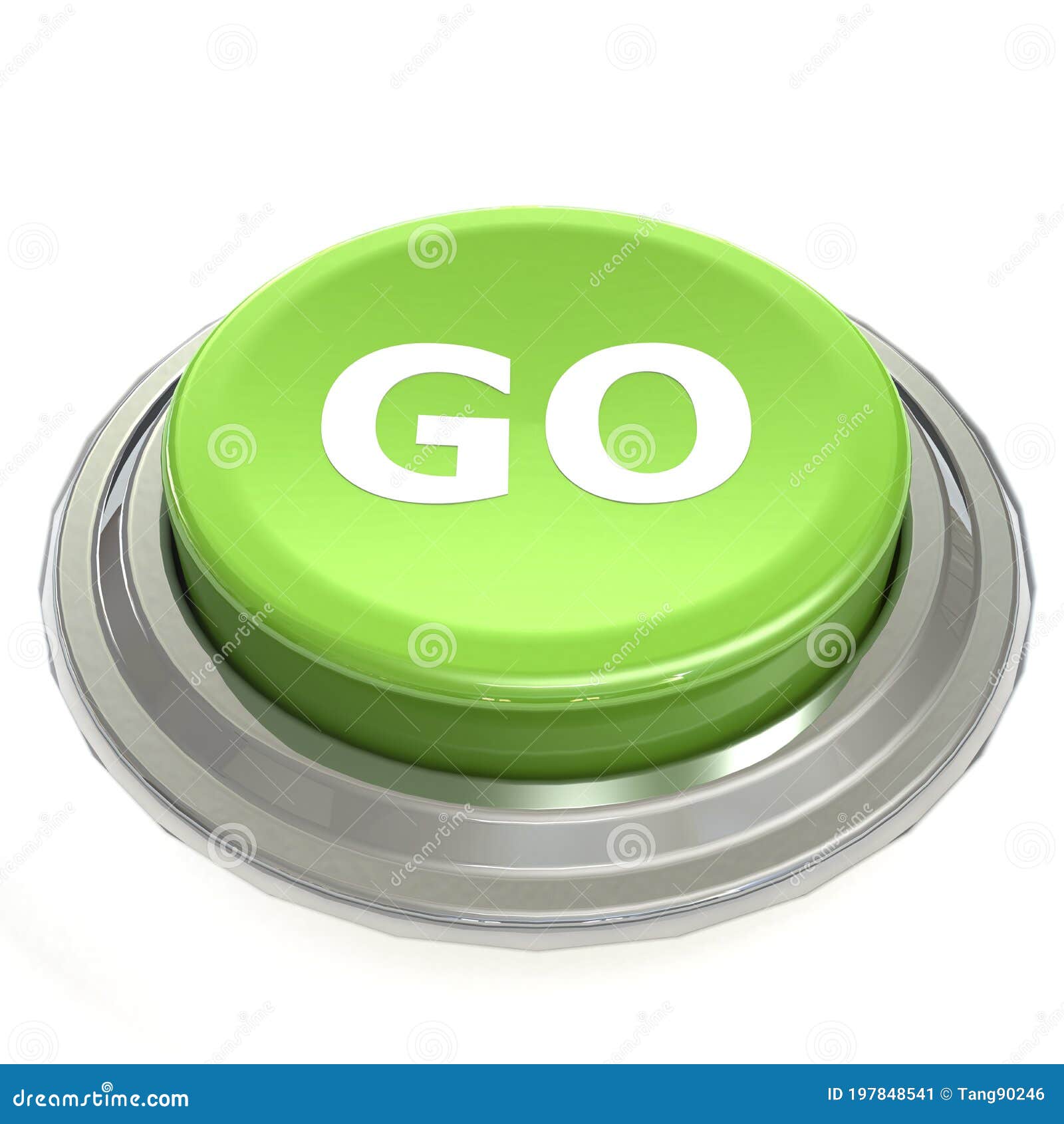 Green Go Button with Metal Ring Stock Illustration - Illustration of ...