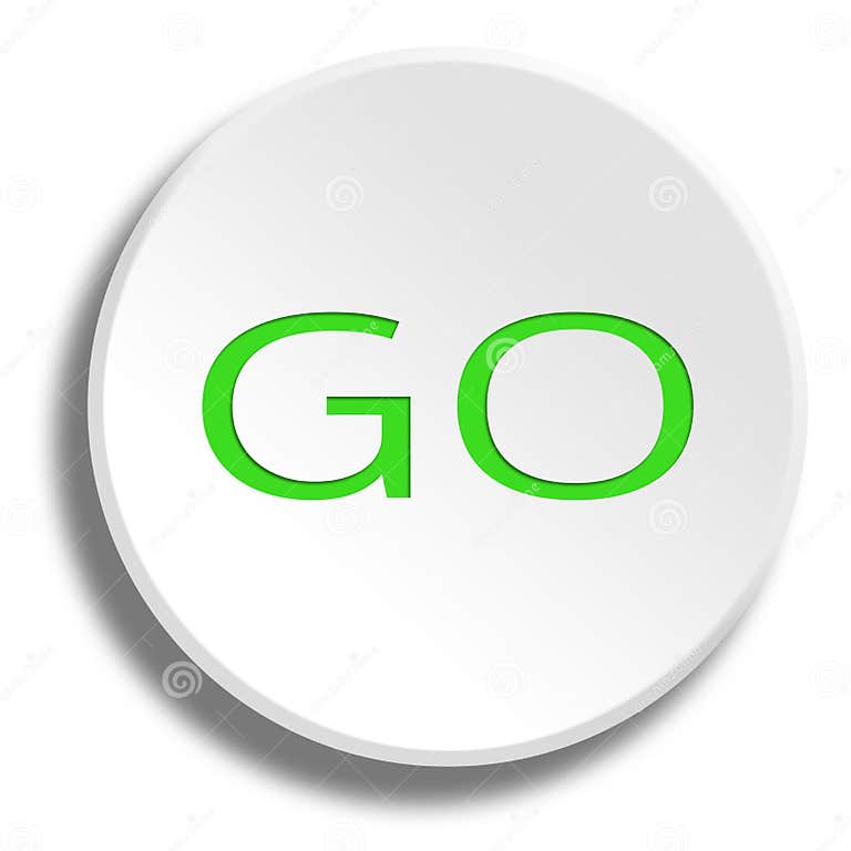Green GO in Round White Button with Shadow Stock Illustration ...