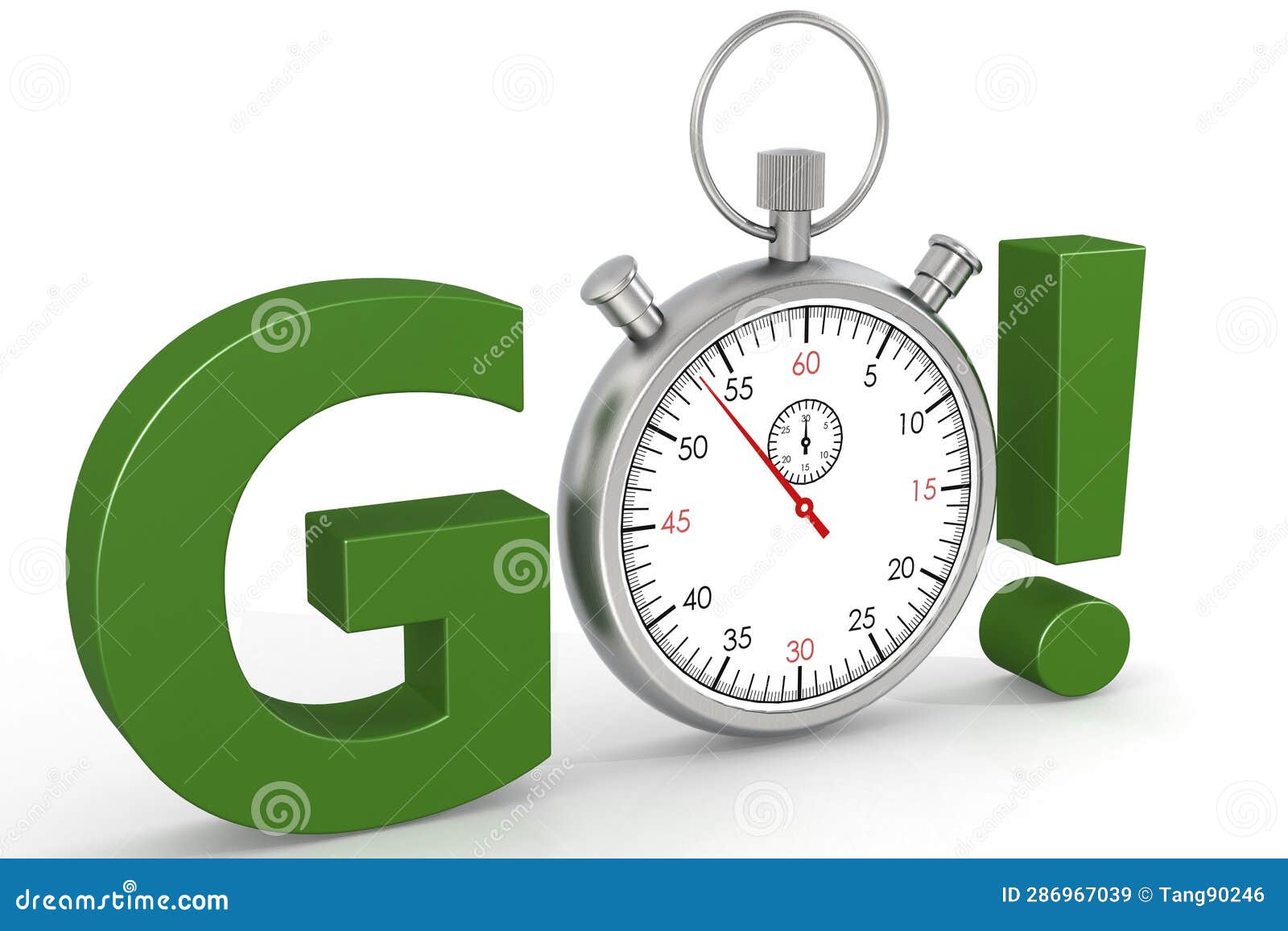 Green Go Word with Stopwatch Isolated Stock Illustration - Illustration ...