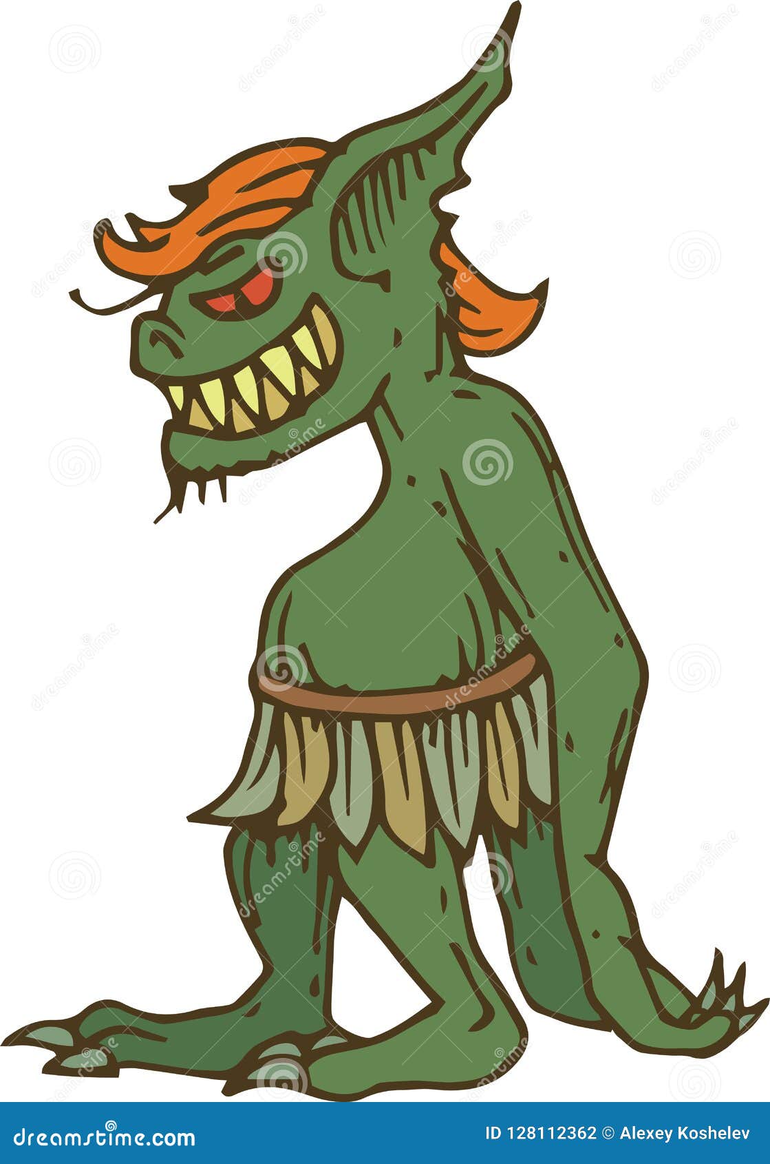 Green Goblin or Troll Side View Stock Vector - Illustration of white ...