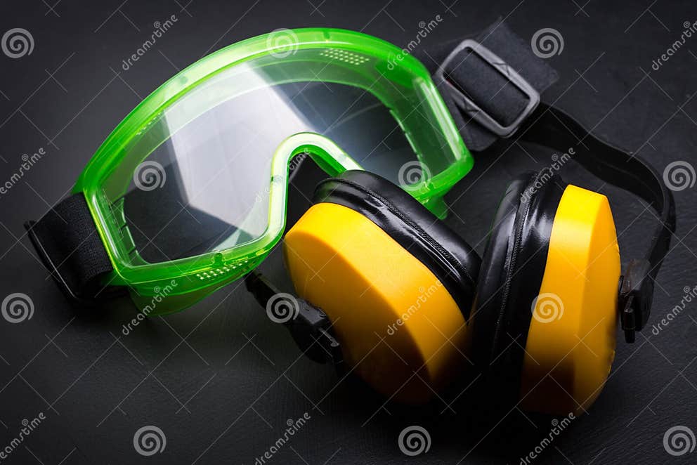 Green goggles stock image. Image of safety, construction - 26321623