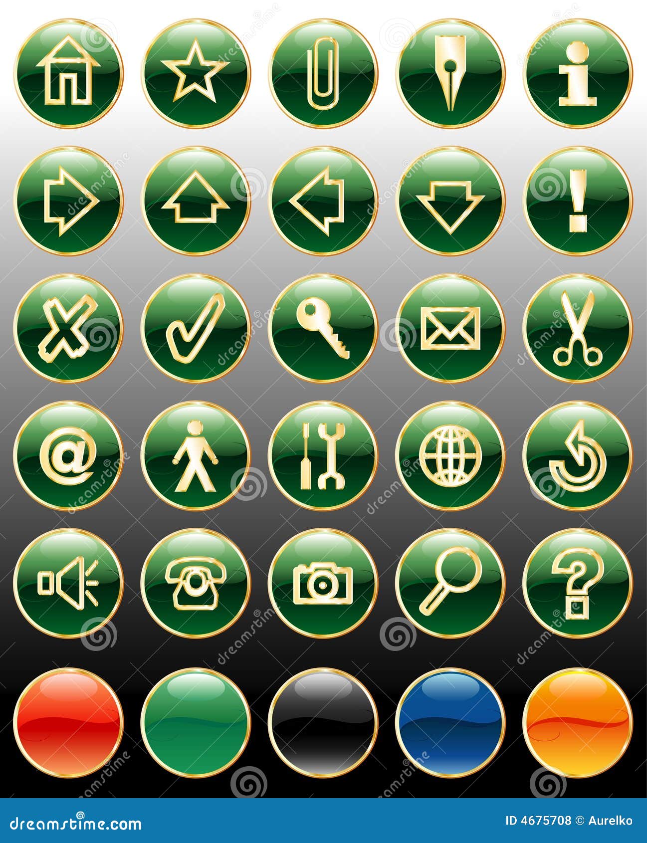 Green gold buttons stock vector. Illustration of letter - 4675708