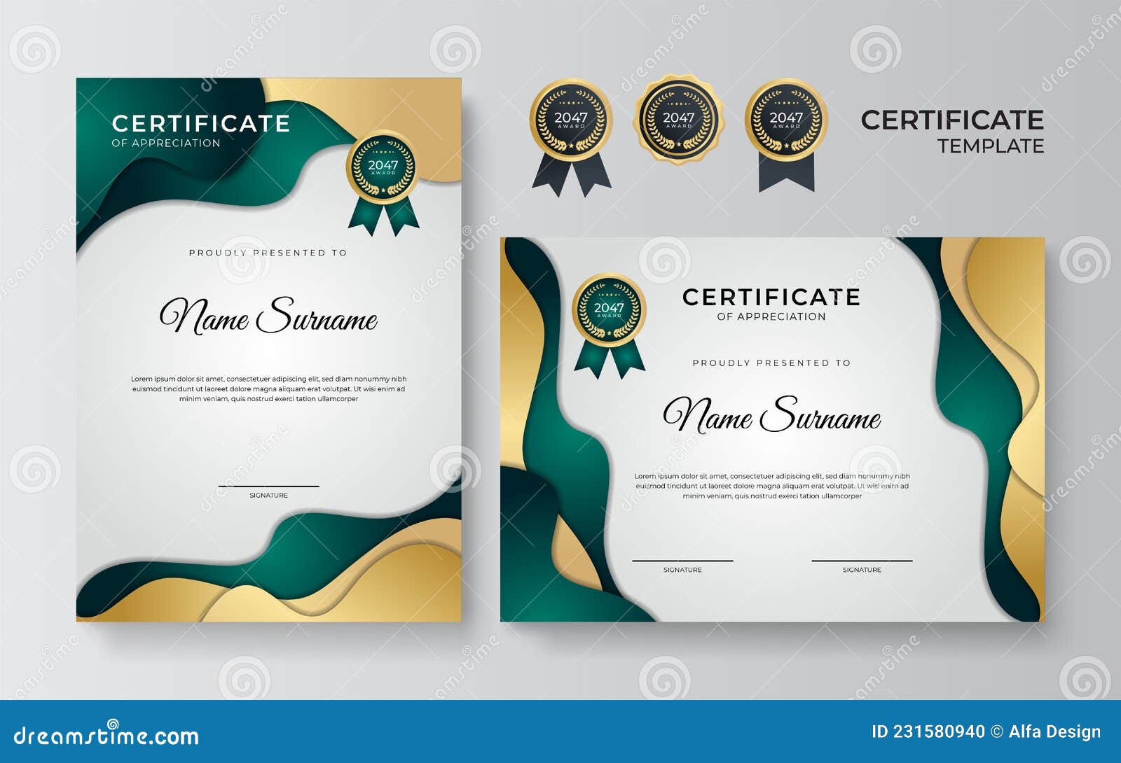 Green and Gold Certificate of Achievement Templates with Elements of ... Green and Gold Certificate of Achievement Templates with Elements of ...