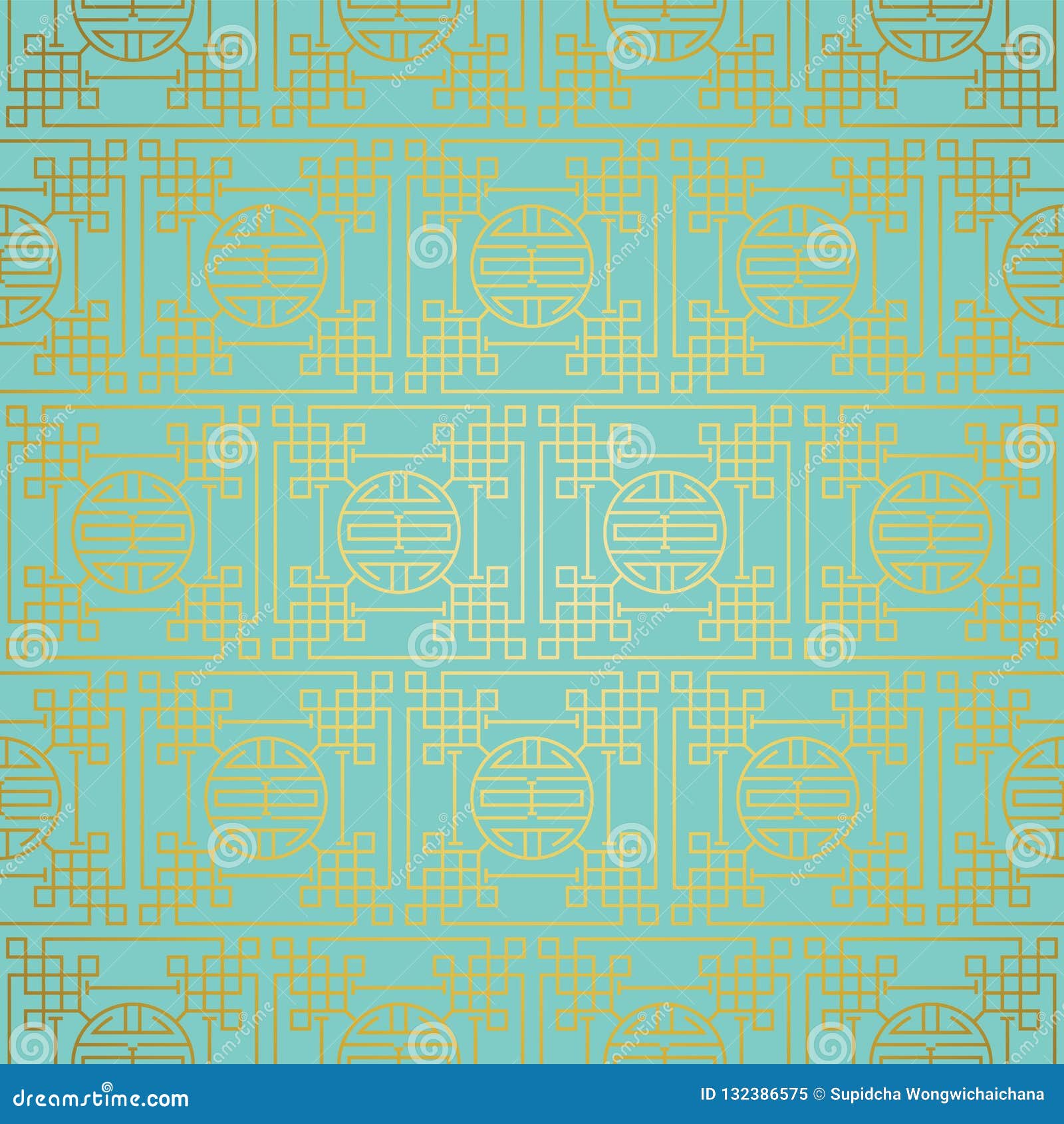 Green Gold Chinese Seamless Pattern Design Stock Vector - Illustration ...