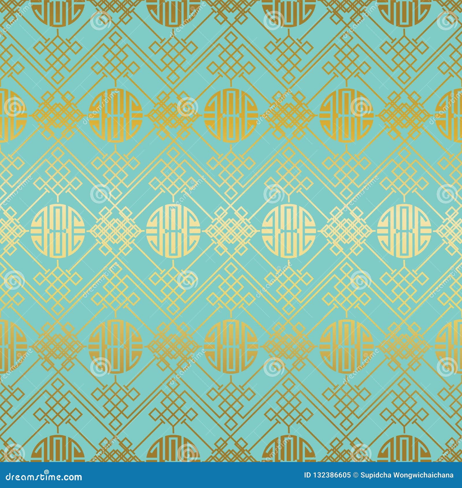 Green Gold Chinese Seamless Pattern Stock Vector - Illustration of ...