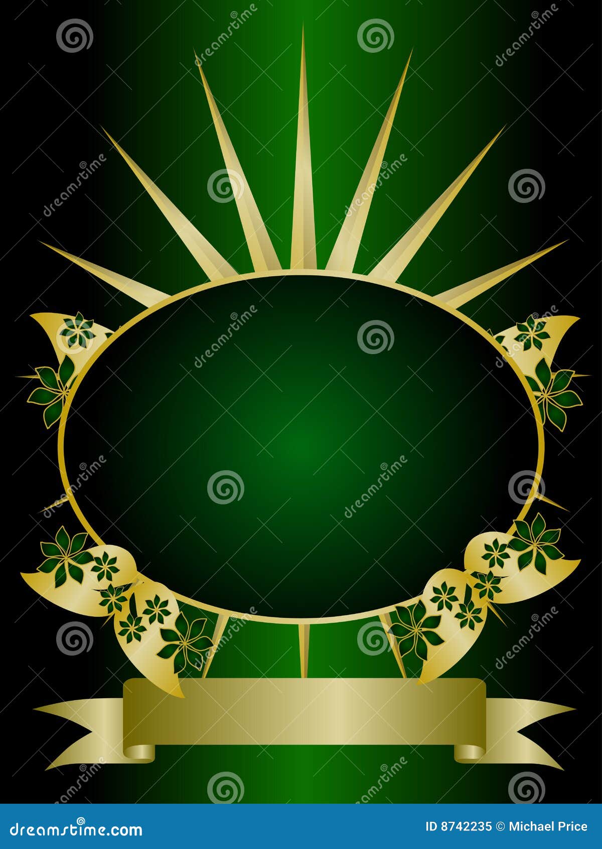 Green and Gold Floral Backround Stock Vector - Illustration of drawing ...