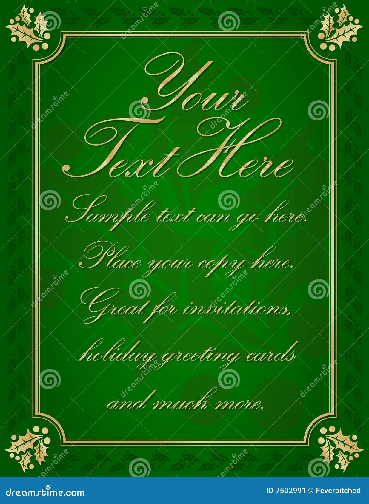 Green and Gold Holly Bordered Background Stock Vector - Illustration of ...