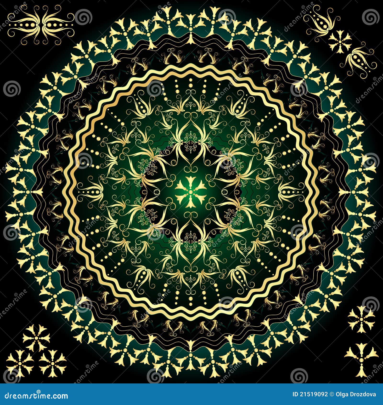 Green Gold Round Frame Stock Illustrations – 6,287 Green Gold Round ...