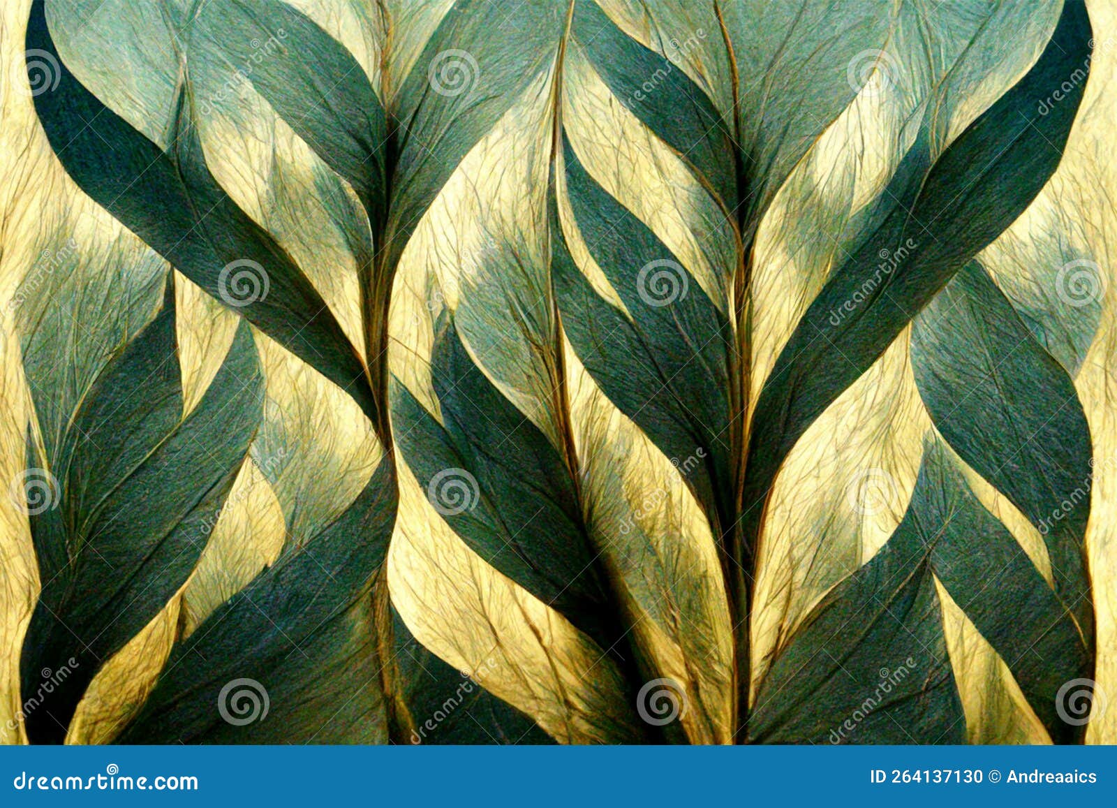 Green and Golden Abstract Digital Leaf Shapes Pattern, Printable ...