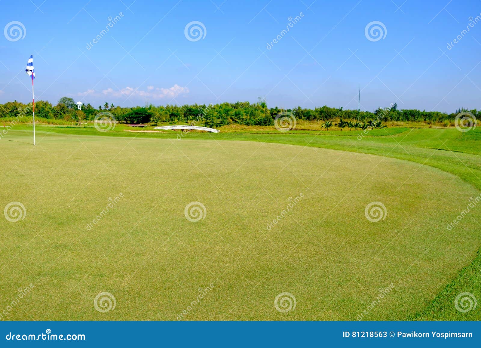 Green Golf Field and Blue Cloud Sky for Backdrop Background Use Stock ...