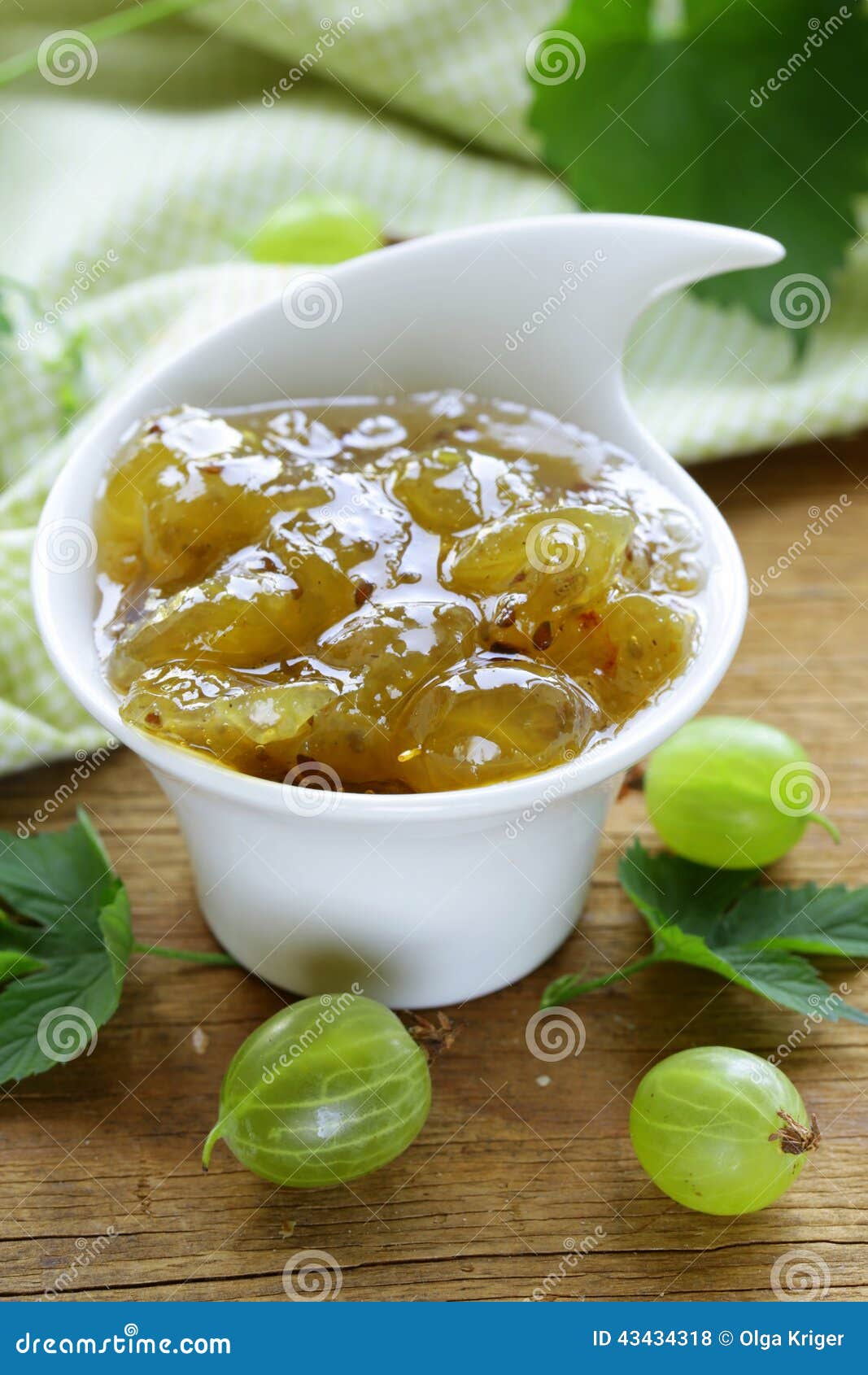 Green gooseberry jam stock photo. Image of homemade, berry - 43434318
